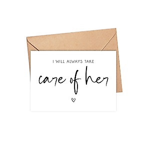 I Will Always Take Care Of Her Wedding Day Card To Parents In Law - Mother In Law Gift - Father Of The Bride Gifts - Mother Of The Bride
