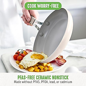 GreenLife Dream 10-Piece Ceramic Nonstick Cookware Set, Pots Frying & Sauce Pans, PFAS-Free & PFOA-Free, Dishwasher & Oven Safe, Stay-Cool Handles, Durable Aluminum Body, Versatile Cooking, Taupe