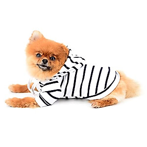SMALLLEE_LUCKY_STORE Pet Striped Hoodie Sweatshirt Hooded for Small Medium Dog Cat Puppy Pullover French Bulldog Pug Boston Terrier Sweater with Hat Cold Weather Coats Winter Warm Clothes