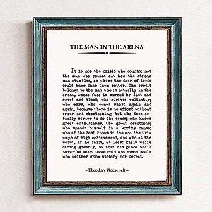 The Man in the Arena, Inspirational Quote Print, Book Page Sign, Graduation Gift, Home Decor, Office Wall Decor, Great Quote, 8 x 10 Inches Unframed
