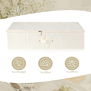 Glenmal Wedding Dress Preservation Box Kit Wedding Dress Storage Box with 1 Pair Microfiber Gloves and 100 Sheets of Acid Free Tissue Paper for Storage Wedding Dress Gown Bride, 28 x 15.7 x 7 Inches
