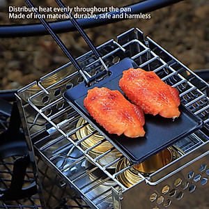 Grill Pan, Small Nonstick BBQ Grill Pan with Detachable Handle, 5.1 x 3.4 in Multipurpose BBQ Grilling Pan Steak Frying Pan Heating Evenly and Quickly for Kitchen, Traveling, Camping