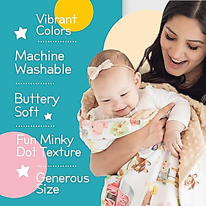 Honey Lemonade - Premium Soft Plush Lightweight Minky Dot Toddler Baby Blanket for Newborn 30"x40" - Soft Baby Blanket for Boys and Girls - (Farm Animals Beige) Unisex