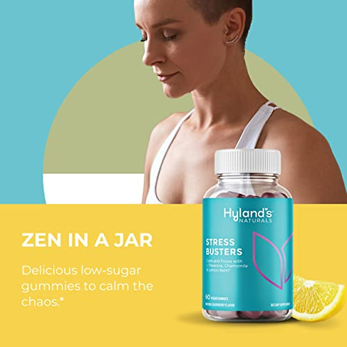 Stress Busters Gummies by Hyland's Naturals, Calm and Focus with L-Theanine, Chamomile and Lemon Balm, 60 Vegan Gummies (30 Days)