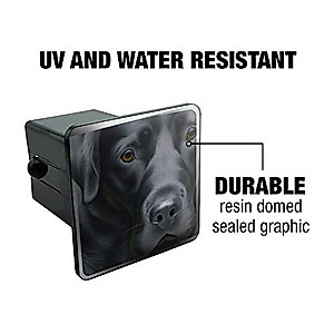 Black Labrador Retriever Dog Face Closeup Tow Trailer Hitch Cover Plug Insert