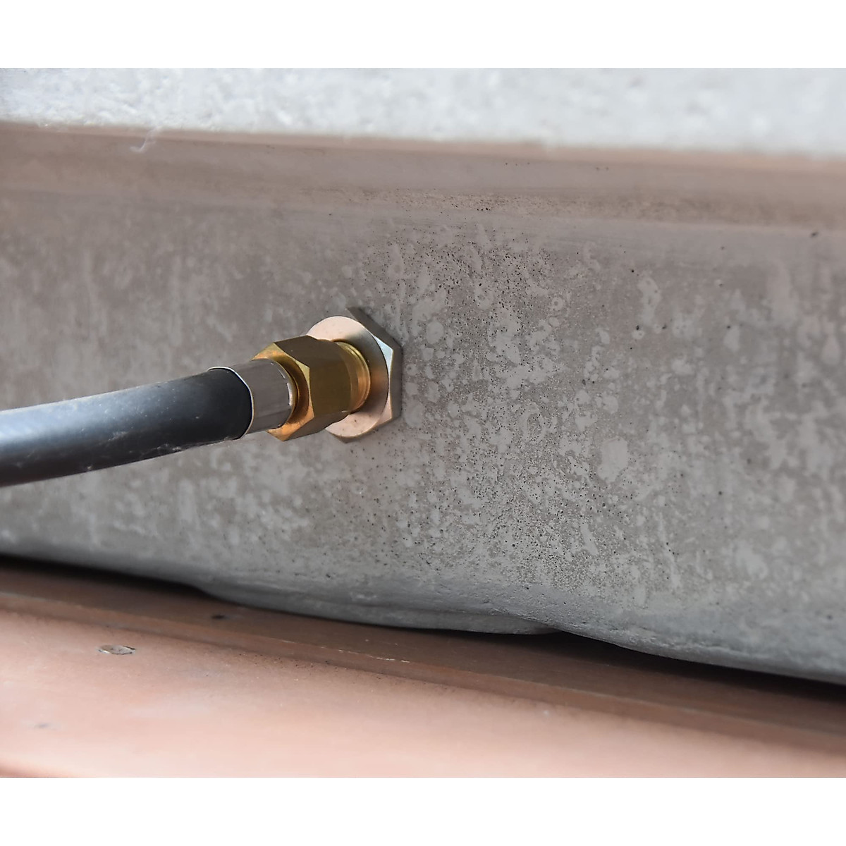 Elementi Manhattan Outdoor Gas Firepit Table 36 Inches Natural Gas Fire Pit Patio Heater Concrete High Floor Clearance Firepits Outside Electronic Ignition Backyard Fireplace Cover Lava Rock Included