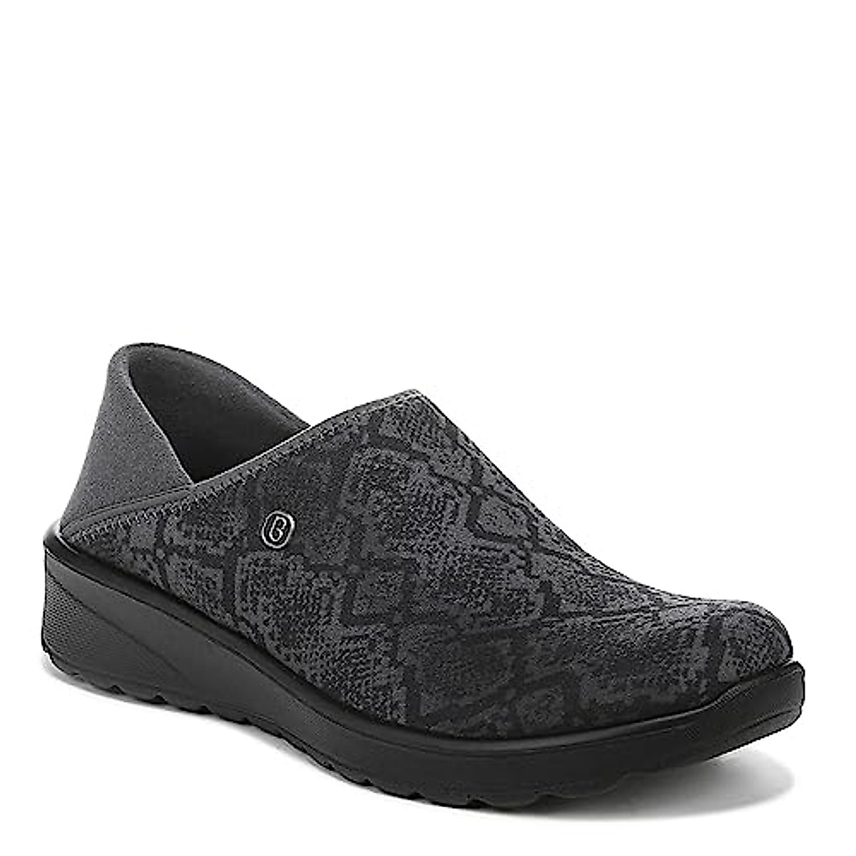 BZees Womens Getaway Slip-On Sneaker Grey Snake Print 11 M
