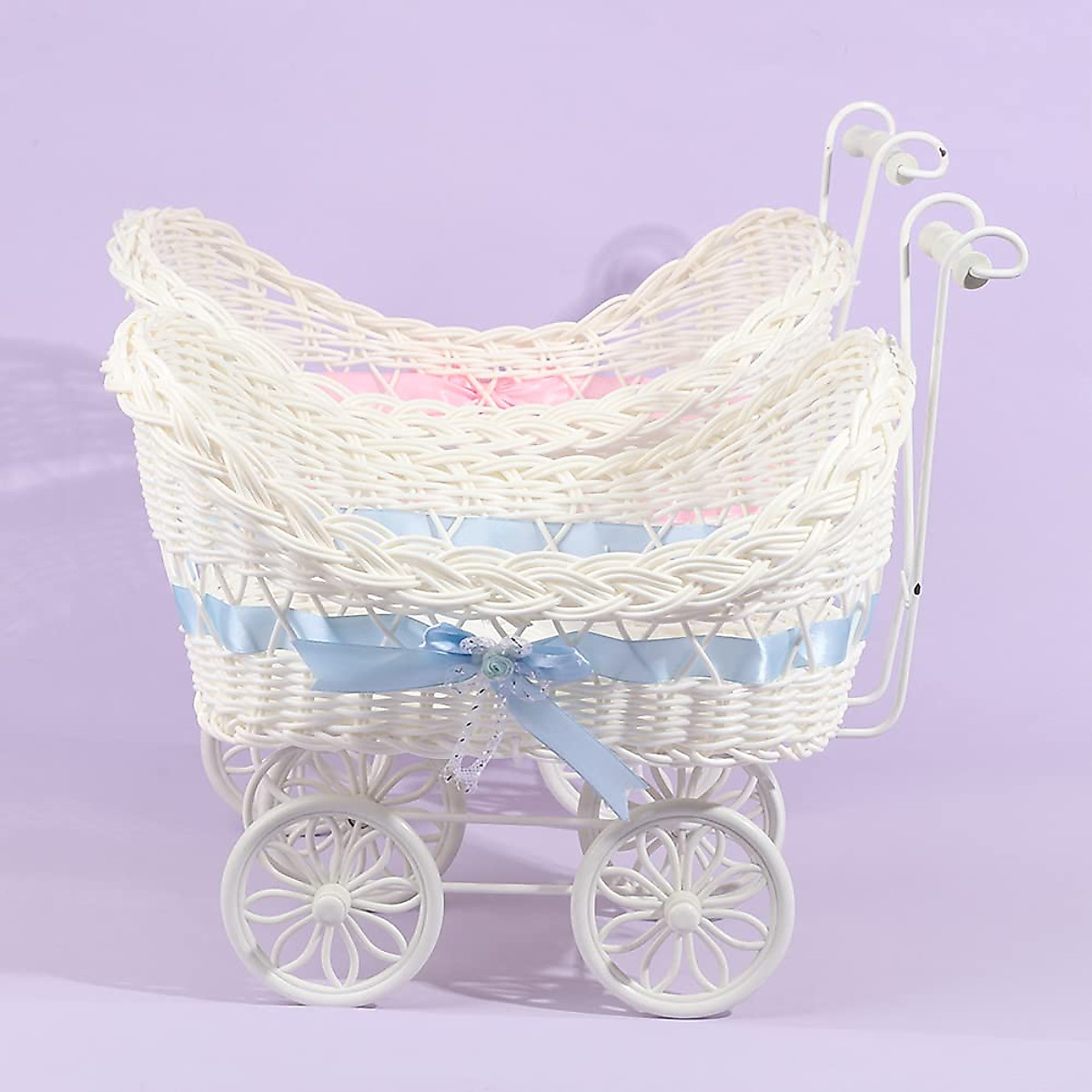 Large Tricycle Artificial Flower Vase Plant Stand-Rattan Basket Handmade Tricycle Planter Garden Decor,Bike Bicycle Pot for Weddings Home Decor Props Gift Table Centerpieces Arrangement Ornament