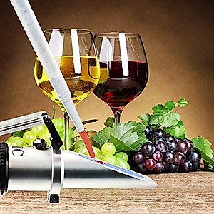 Handheld Wine Alcohol Refractometer with ATC Dual Scale Brix 0-40% 0-25% VOL Optical Tester for Grape Wine Making Winemakers Homebrew Tool