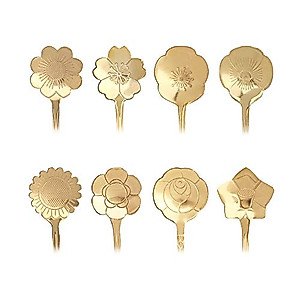 Snamonkia Set of 16 Stainless Steel Dessert Spoons for Coffee, Ice Cream and Tea, Flower Sugar Spoons 4.9 Inches for Demitasse Espresso (Gold)