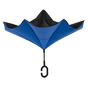 ShedRain Unbelievabrella Inverted, Upside Down, Windproof & Rainproof Car Umbrella Hands Free CShape Handle Heavy Duty, Double Layer Reverse Canopy Protects Men & Women Outdoors from Wind & Rain