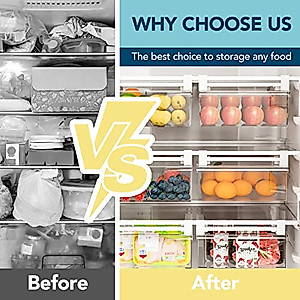BETSO Refrigerator Organizer Bins,Refrigerator Drawer Organizer,Pull Out Fridge Drawer,Clear Container for Food,Vegetable,Fruit Fit for 𝟏𝟏.𝟖𝟏𝐭𝐨 𝟏𝟔.𝟗𝟑 𝐢𝐧𝐜𝐡𝐞𝐬 Fridge Shelf