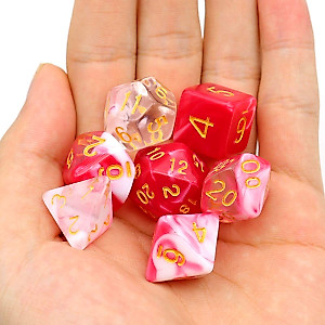 Haxtec DND Dice Set 7PCS Polyhedral D&D Dice for Roleplaying Dice Games as Dungeons and Dragons (Pink White Clear)