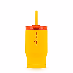 Reduce 14 oz Coldee Tumbler – Reusable Vacuum Insulated Stainless Steel Cup with Straw and Lid – Small and Perfect for Kids – Gripster Finish, Morning Rays