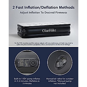 OlarHike Inflatable Twin Air Mattress with Built in Pump,18"Elevated Durable Air Mattresses for Camping,Home&Guests,Fast&Easy Inflation/Deflation Airbed,Black Double Blow up Bed,Travel Cushion,Indoor