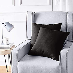 Amazon Basics 2-Pack Decorative Throw Pillows - 18" Square, Black Linen Style