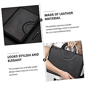 Ciieeo Multifunction Folder Zipper Portfolio Document Storage Pouch Tote Insert Organizer Document Organizer Bags Leather Certificate Bag Zip Binder Canvas Travel Business Book Portable