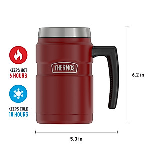Thermos Stainless King 16oz Desk Mug, 16 Ounce, Matte Red