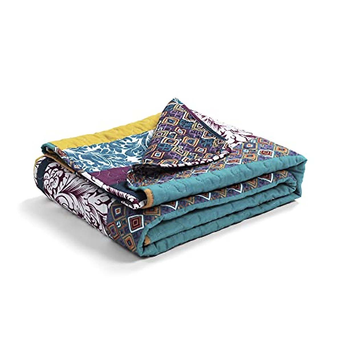 Lush Decor Boho Stripe Throw Blanket, 60" x 50", Plum & Yellow