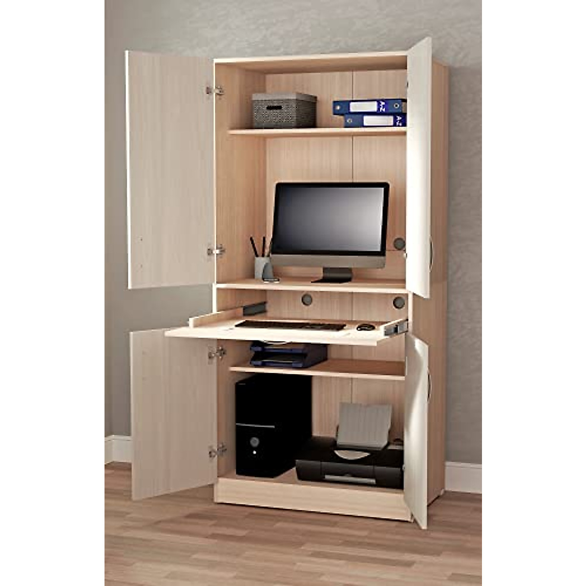 Inval AM-16423 Computer Desk, Washed Oak/Beech
