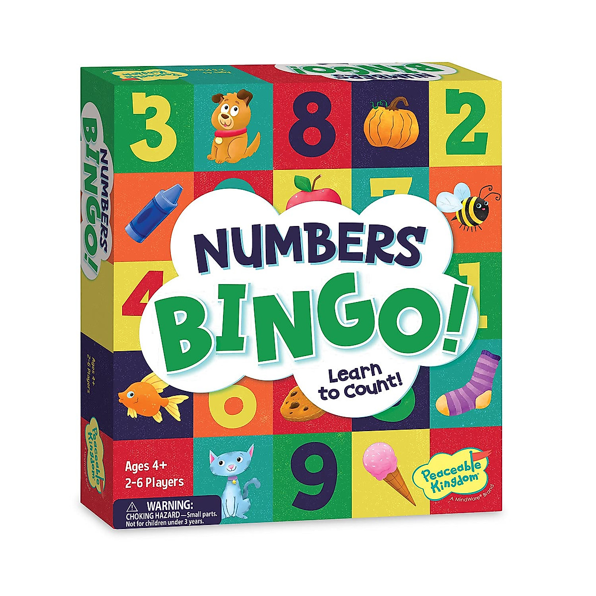 Peaceable Kingdom Numbers Bingo - Counting and Number Recognition Game for Kids Ages 4 Years and Up