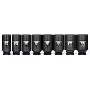 MIXPOWER 8-Piece 1/2-Inch Drive Deep Impact Socket Set,12 Point, Metric, CR-MO, 29,30 32 34 35,36,38,39mm, Heavy Duty Impact Socket Set