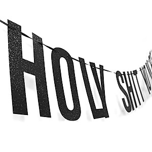 Black Glitter Holy Shit You're 18 Banner, Time to Adult, Cheers to 18 Years, Happy 18th Birthday Anniversary Birthday Party Decorations