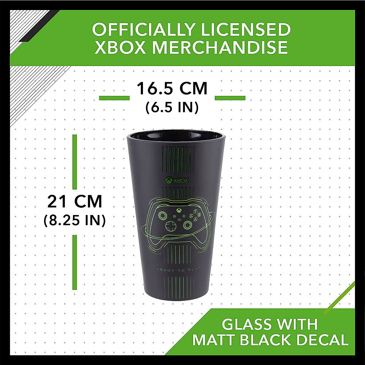 Paladone XBOX Drinking Glass - Officially Licensed Gaming Merchandise,415 milliliters
