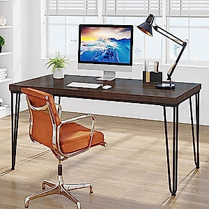 Tribesigns 62.9 Inch Rustic Computer Desk, Large Office Executive Desk with Metal Legs, Simple Writing Study Desk Workstation Conference Table Business Furniture for Home Office