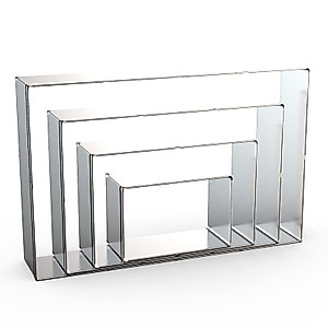 Rectangle Cookie Cutter Set Large - 5 Inch, 4 Inch, 3 Inch, 2 Inch - Geometric Cookie Cutters Shapes Biscuit Molds - Stainless Steel