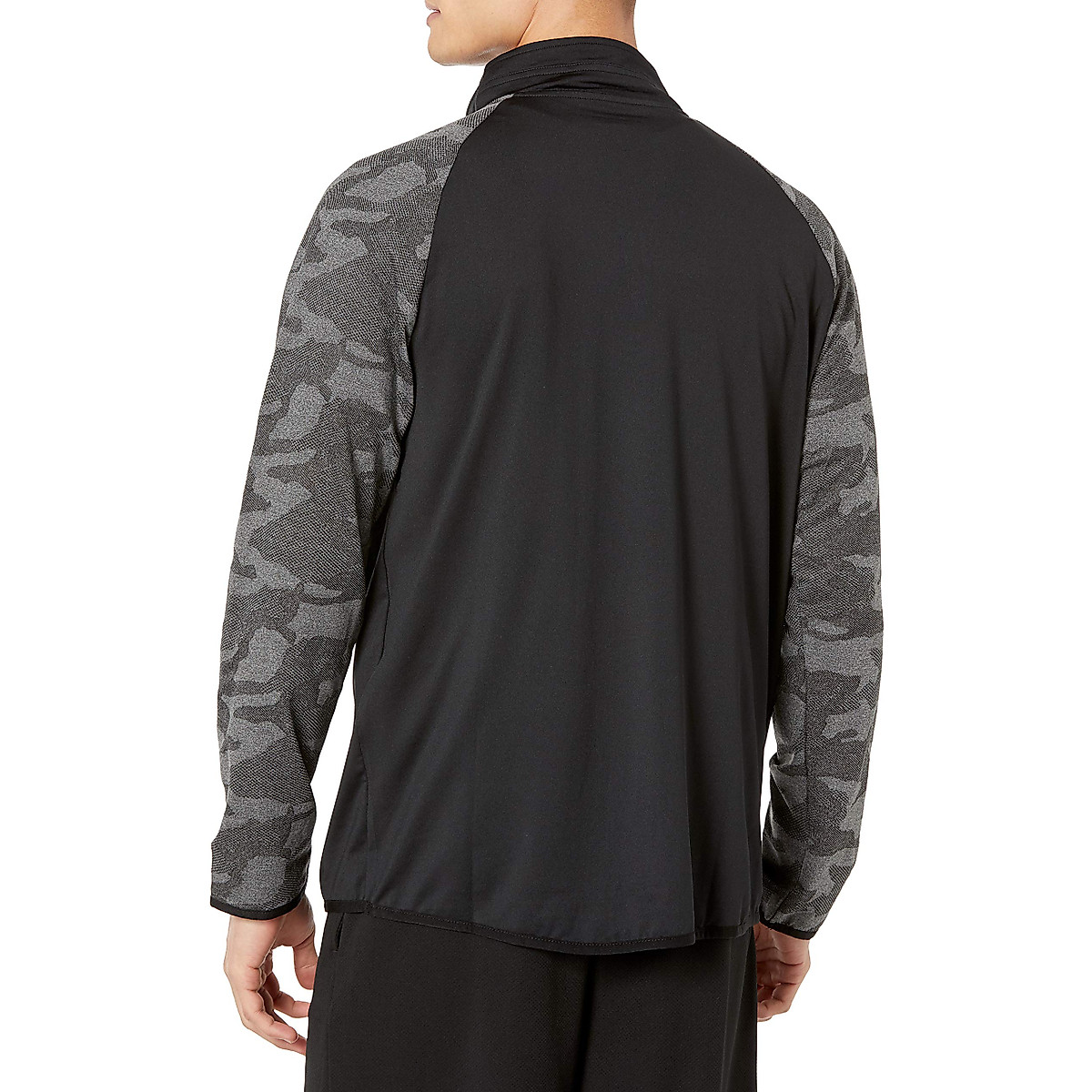 Hickey Freeman Men's Camo Jacquard Sleeve Quarter Zip, Black, XX-Large