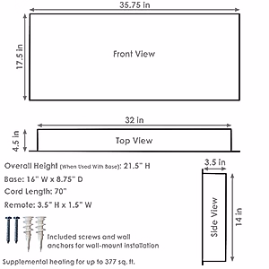 Sunnydaze 35.75-Inch Curved Face Indoor LED Electric Fireplace - Floating/Tabletop- 7 Flame Colors - Black Finish
