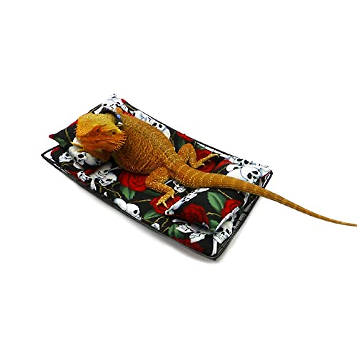 Chaise Lounge for Bearded Dragons, Skulls and Roses Fabric