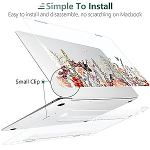 DONGKE Compatible with MacBook Air 13 inch Case 2021 2020 2019 2018 Release A2337 M1 A2179 A1932 with Retina Display & Touch ID, Plastic Hard Shell & Keyboard Cover - Floral Illustration