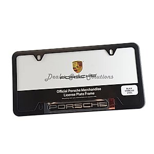 Porsche Genuine OEM Stainless Steel Nameplate License Frame - Matte Black Finish