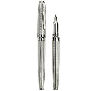 Xezo Solid 925 Sterling Silver Serialized Fine Rollerball Pen with Screw-On Cap (Maestro 925 Sterling Silver R-1)