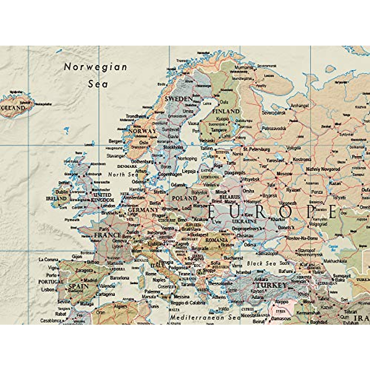 2023 Swiftmaps 24" x 36" World Map Contemporary Premier Wall Map Poster Mural, Laminated, Made in the USA