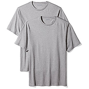 Amazon Essentials Men's Short-Sleeve Crewneck T-Shirt, Pack of 2, Grey Heather, Medium