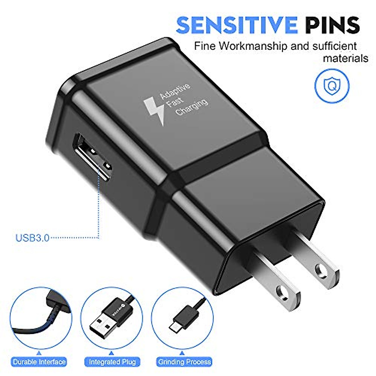 Type C Charger, Adaptive Fast Charging Wall Charger Kit Set with USB-C Cable, Compatible with Samsung Galaxy S22/S22+/S22, S21 /S21, Ultra 5G /S20 / S10 / S10+ / S10e / S8 / S9 / Plus/Edge/Active