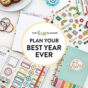 me & my BIG ideas The Happy Planner Box Kit - Best Year Ever Theme - 12 Month Undated - Vertical Layout - 4 Sheets of Stickers, 2 Magnetic Bookmarks, 4 Sticky Note Pads - Classic Size