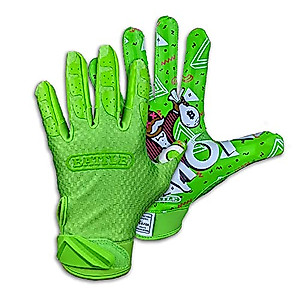 Battle Sports Money Man 2.0 Wide Receiver Football Gloves - Adult and Youth Football Gloves - Ultra Grip Gloves - Adult Medium, Neon Green