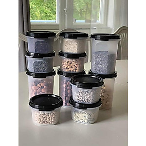 Tupperware Modular Mates Round Containers Set of 4 Sizes Black Seals