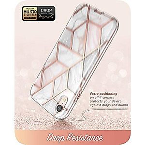 i-Blason Cosmo Full-Body Bumper Case with Built-in Screen Protector for iPhone XR 2018 Release, Pink Marble, 6.1"