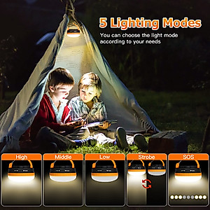 Yizhet 2 Pack LED Camping Lantern, USB Rechargeable Camping Lamp Flashlights & Power Bank, Camping Light with Magnetic Base 3 Modes Waterproof Portable Outdoor Tent Light for Hiking Fishing Camping