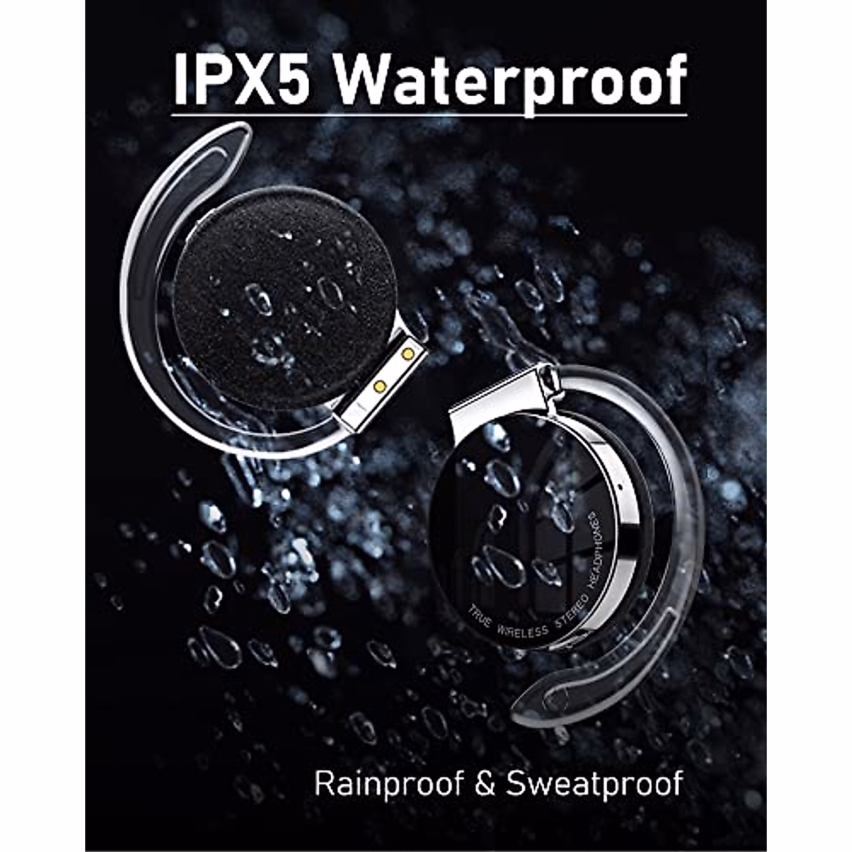 Mosonnytee Bluetooth Headphones Open Ear Headphones Wireless Earphones Workout Running Headphones with Microphones IPX5 Waterproof Headphones with Light earhooks for Running 13-Hours Usage