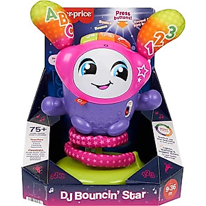 Fisher-Price Baby & Toddler Learning Toy DJ Bouncin’ Star with Music Lights & Bouncing Action for Ages 6+ Months