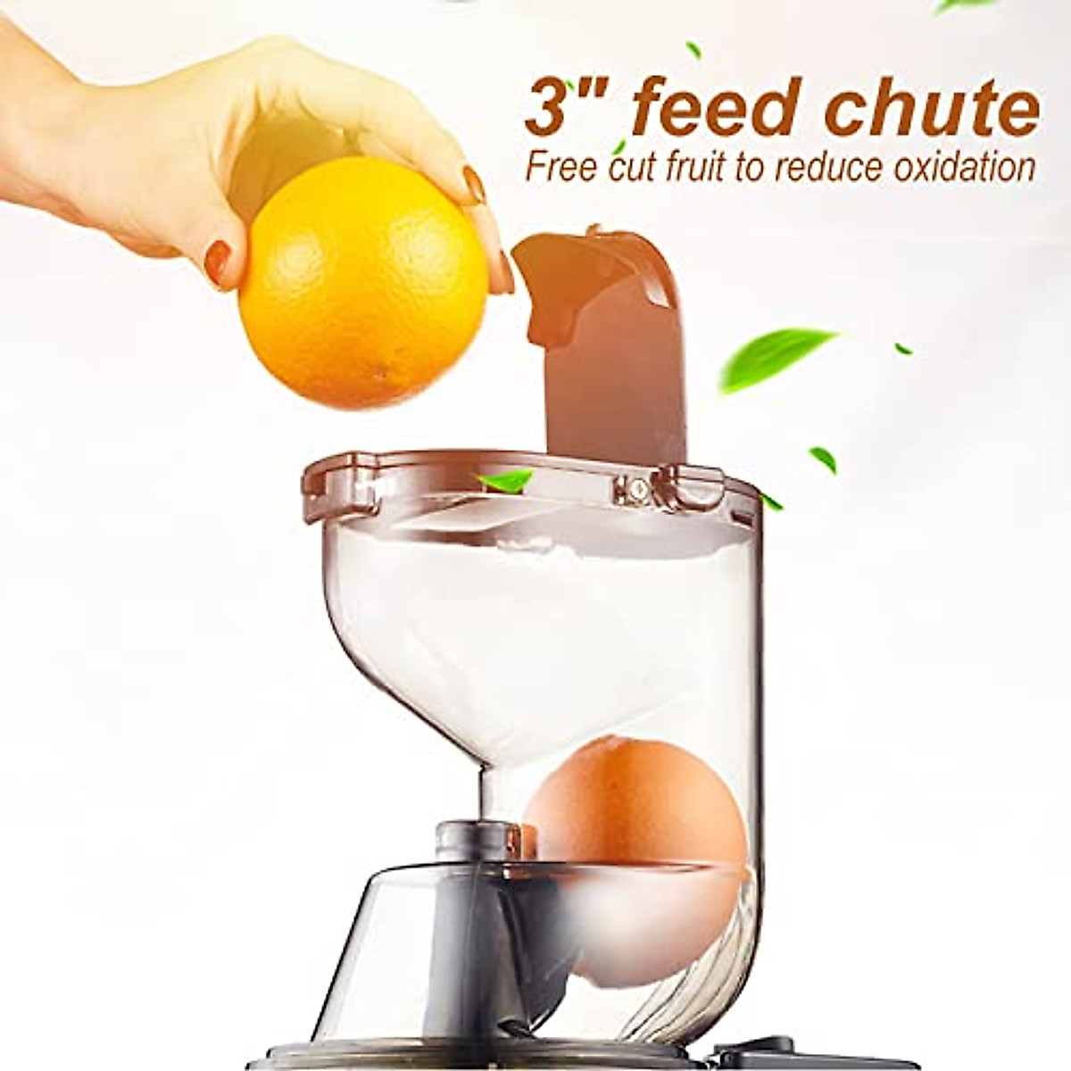 OverTwice Slow Masticating Juicer Cold Press Juice Extractor Apple Orange Citrus Juicer Machine with Wide Chute Quiet Motor for Fruit Vegetables