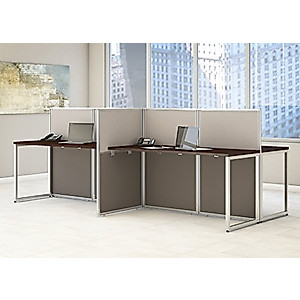 Bush Business Furniture Easy Office 60W 4 Person Straight Desk Open Office in Mocha Cherry