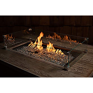 Fire Sense 63248 Fire Pit Wind Guard Clear Tempered Glass Best Flame Viewing Experience for Propane Gas Fire Pits & Patio Heaters - Rectangular Wind Guard