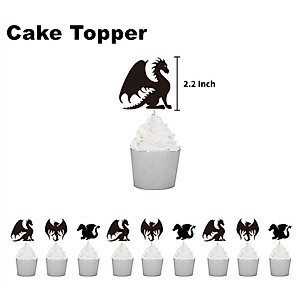 Dragon Birthday Party Decorations Dungeons and Dragons Theme Fantasy Party Supplies Including Dragon Cake Decoration and Toppers, Dragon Balloon Garland and Birthday Banner